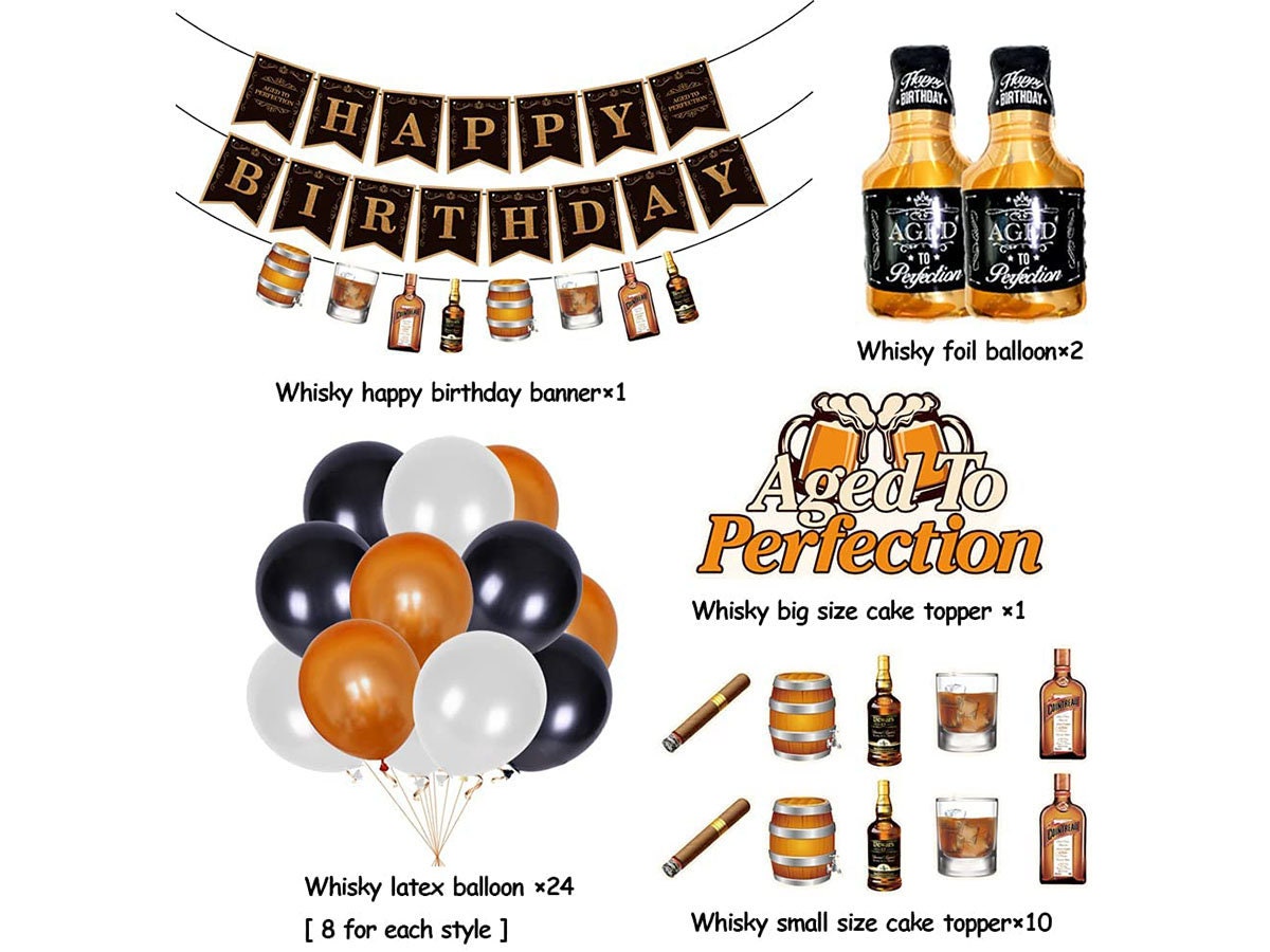 Whiskey Birthday Party Decorations Aged To Perfection Etsy