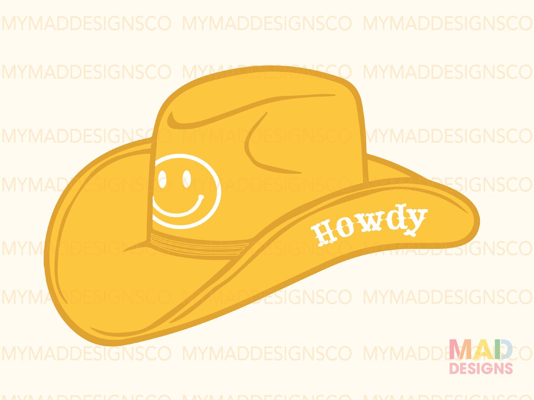 Howdy Cowboy Hat Digital Download PNG for Sublimation, Yellow Western ...