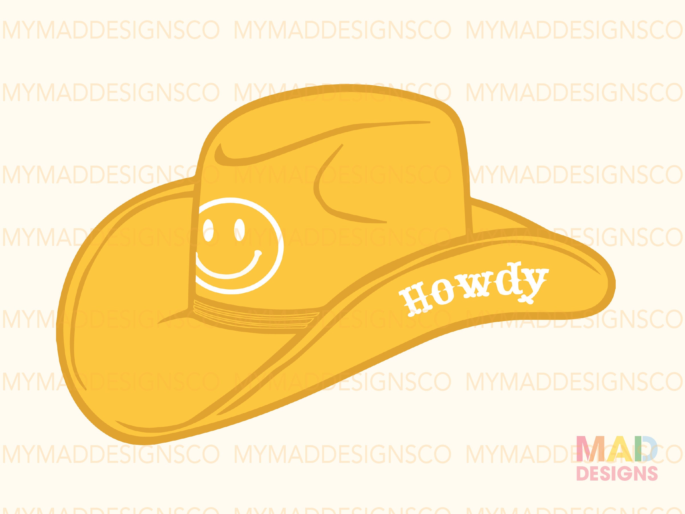 Howdy Cowboy Hat Digital Download PNG for Sublimation, Yellow Western ...