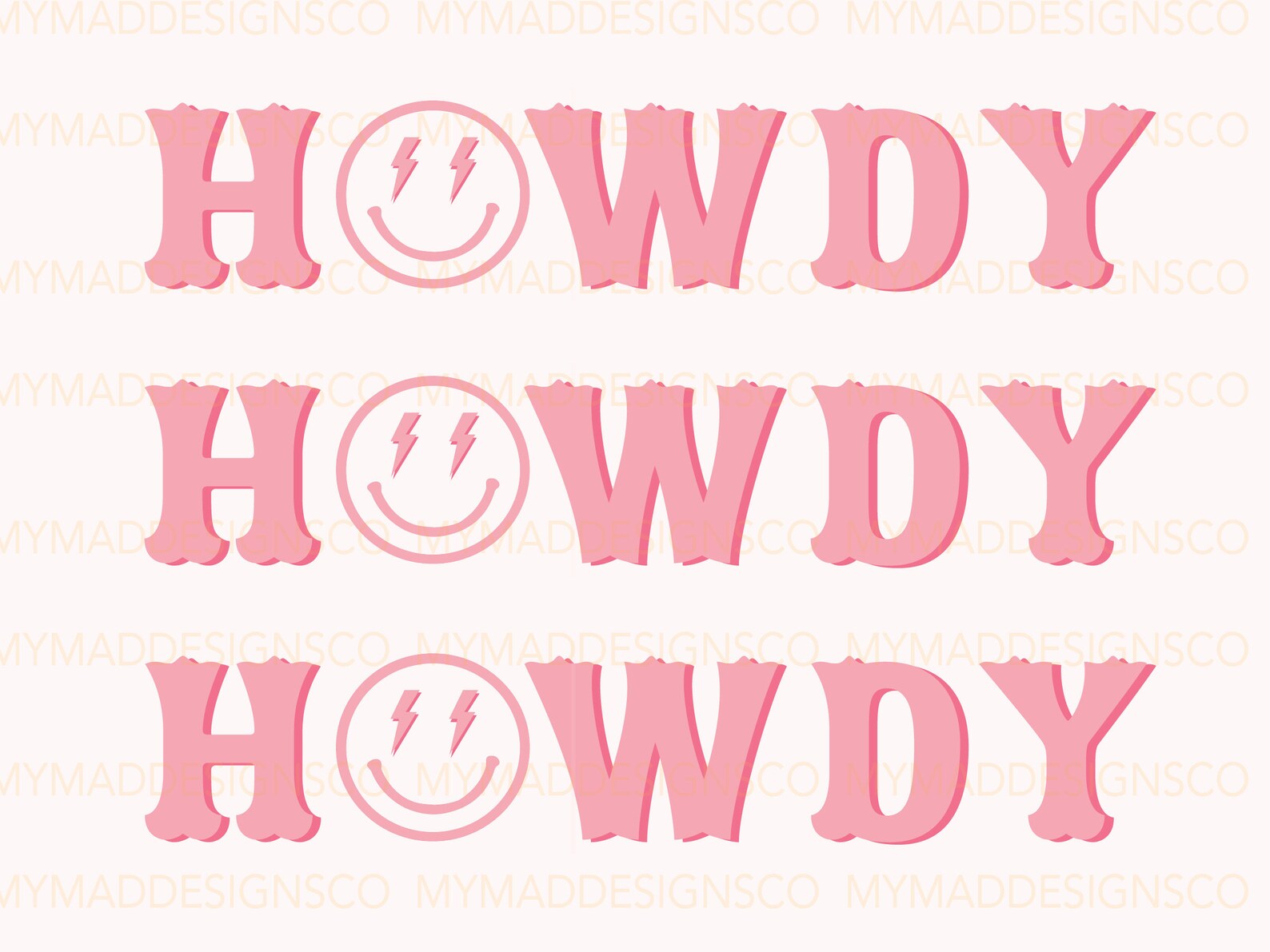 Howdy Smiley Face Digital Download PNG, Sublimation, Pink, Southern PNG ...