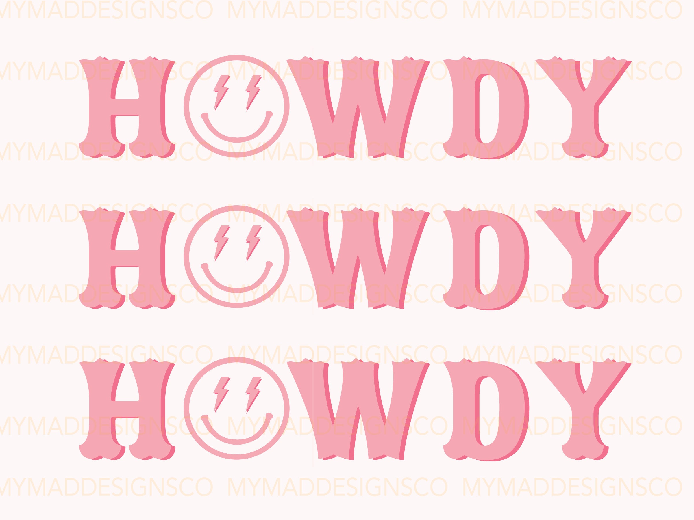 Howdy Smiley Face Digital Download PNG, Sublimation, Pink, Southern PNG ...