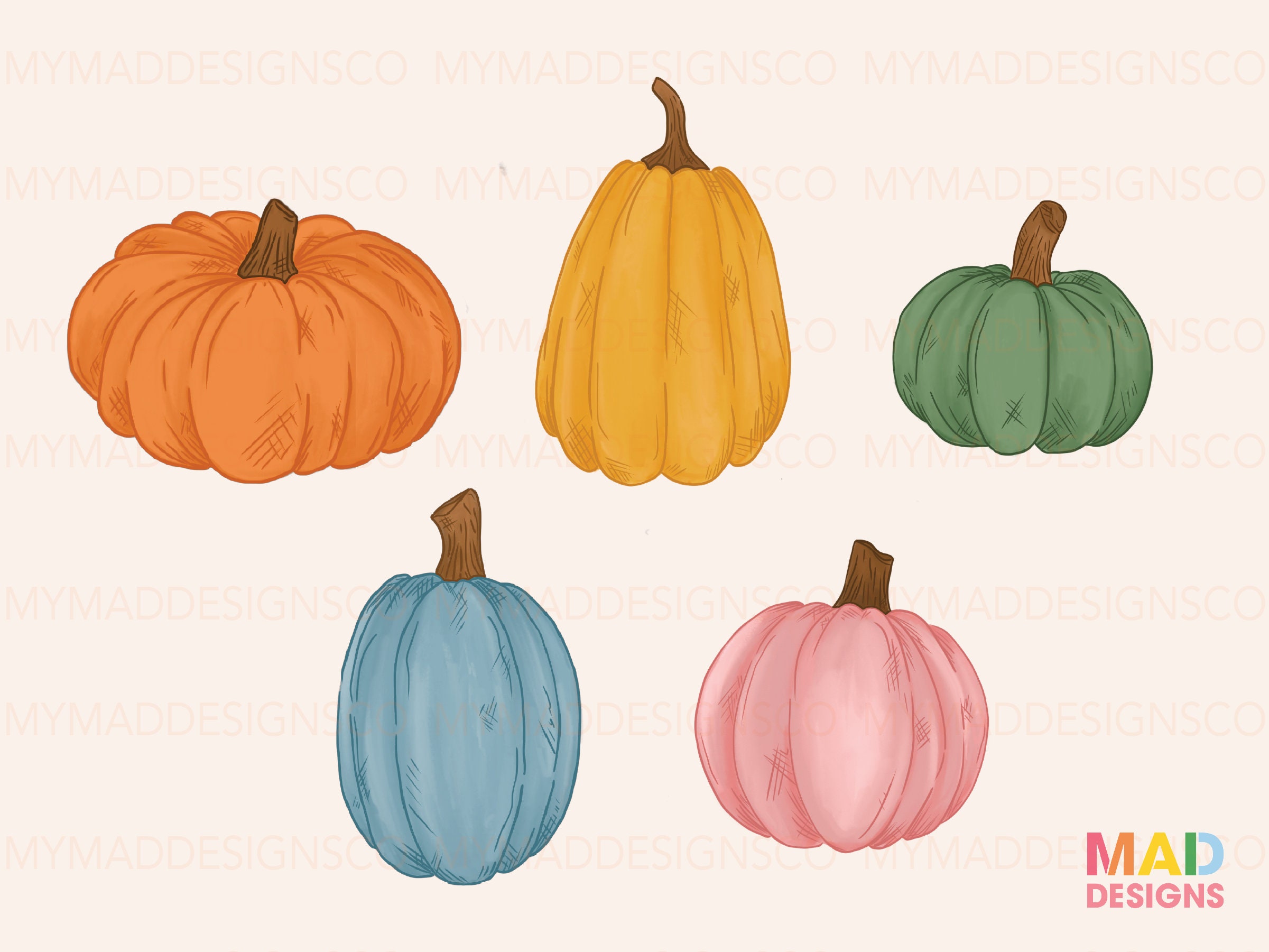 Rainbow Pumpkins Bundle Digital Download PNG, Sublimation, Boho Fall ...