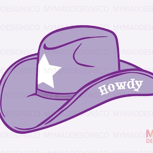 Howdy Cowboy Hat Digital Download PNG, JPEG, Sublimation, Purple ...