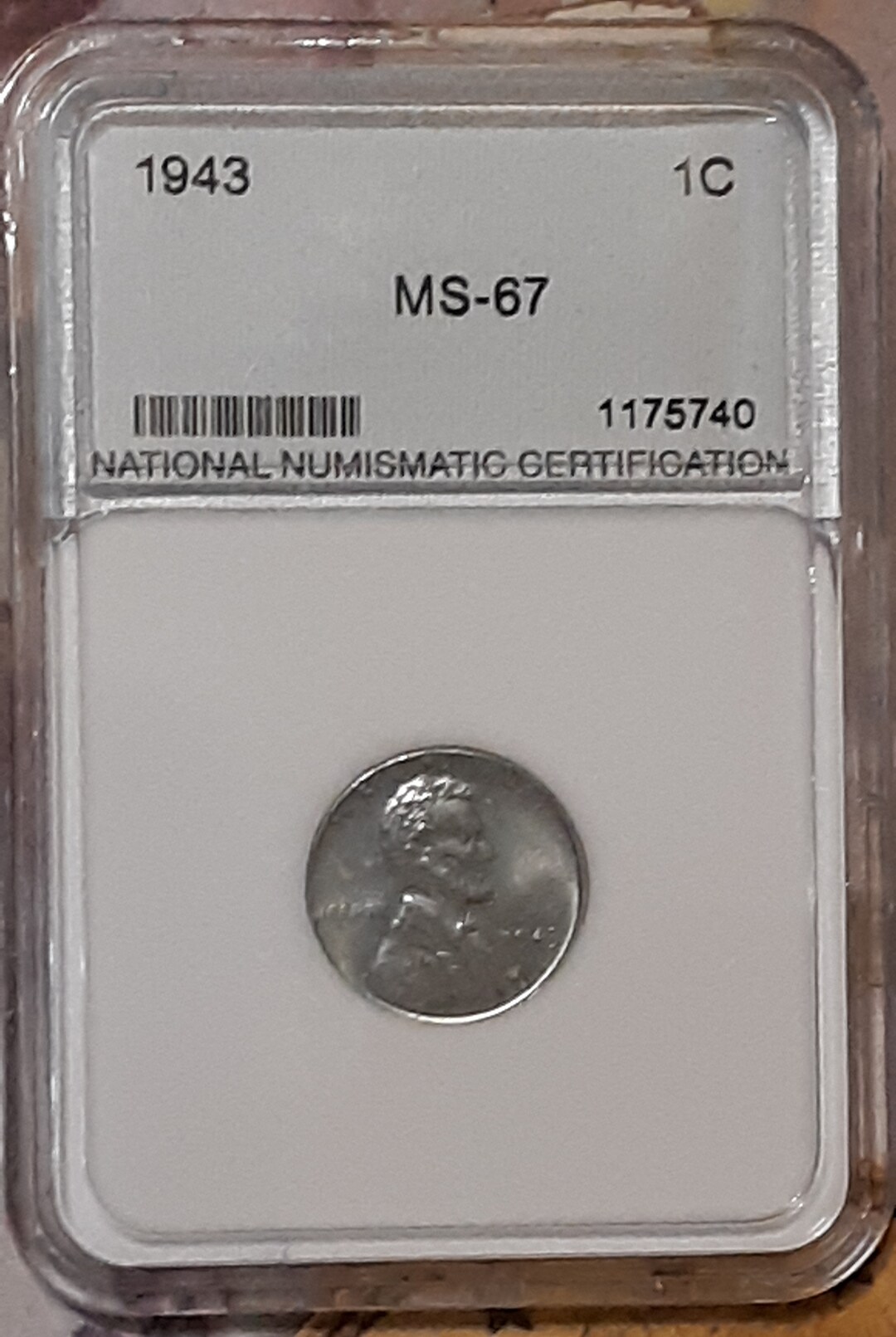 1943 Lincoln Small Cent Steel & Rare in MS67 ( National Numismatic ...