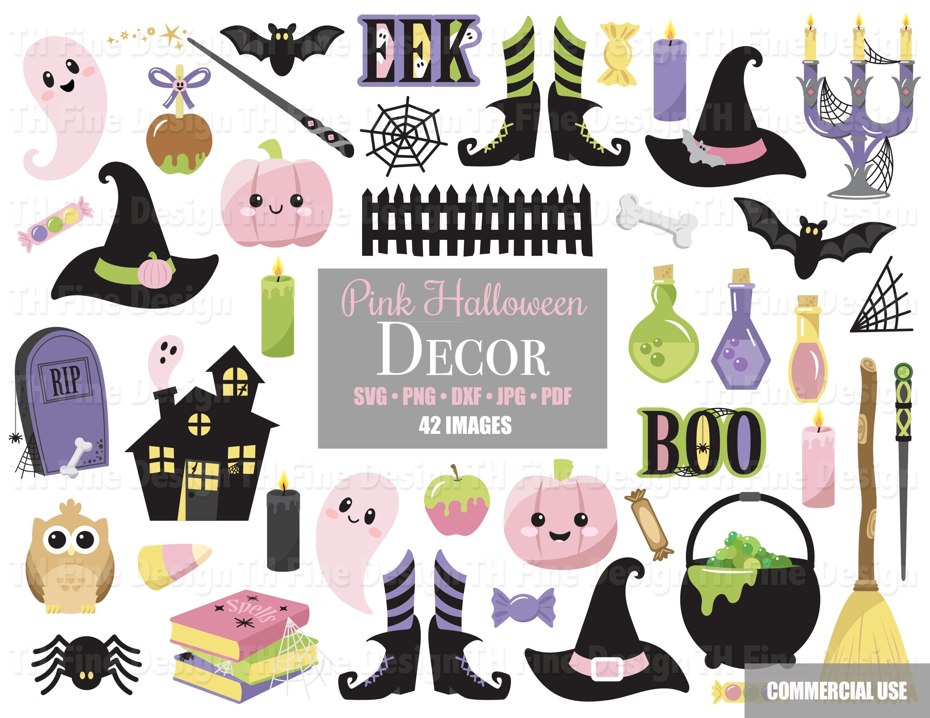 SVG Pink Halloween Clip Art Clipart Images Download Cute Pumpkins Witch ...