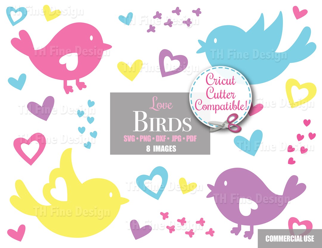 SVG Love Birds Clipart: Valentine's Day Files Printable Images Instant ...