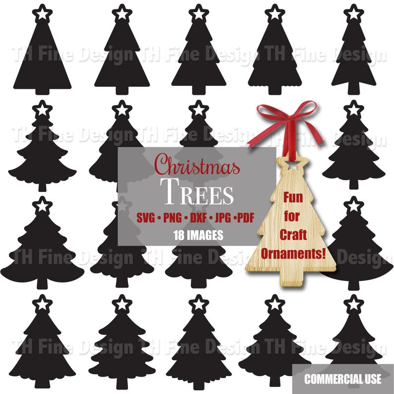 SVG Silhouette Christmas Trees Clip Art Cricut Cutting Machine File ...