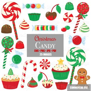 SVG Christmas Candy Clip Art Holiday Sweets Treats Files Printable ...