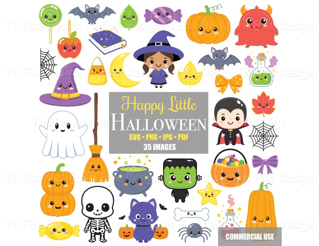 Halloween Clip Art Clipart Images Download Cute Fun Cat Pumpkins Witch ...