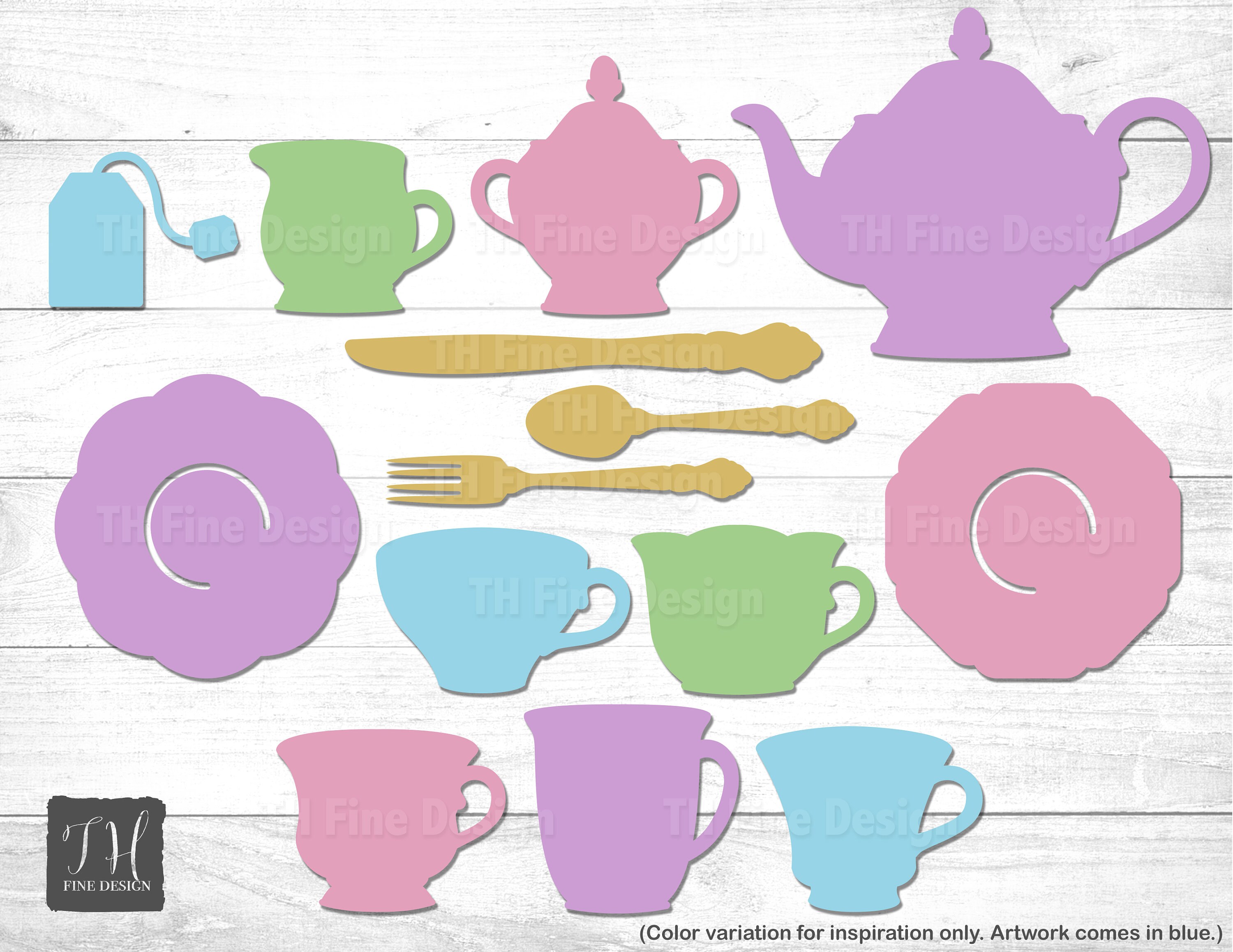 SVG Tea Pot Cups Set Clip Art Download Cut Cutting Files - Etsy