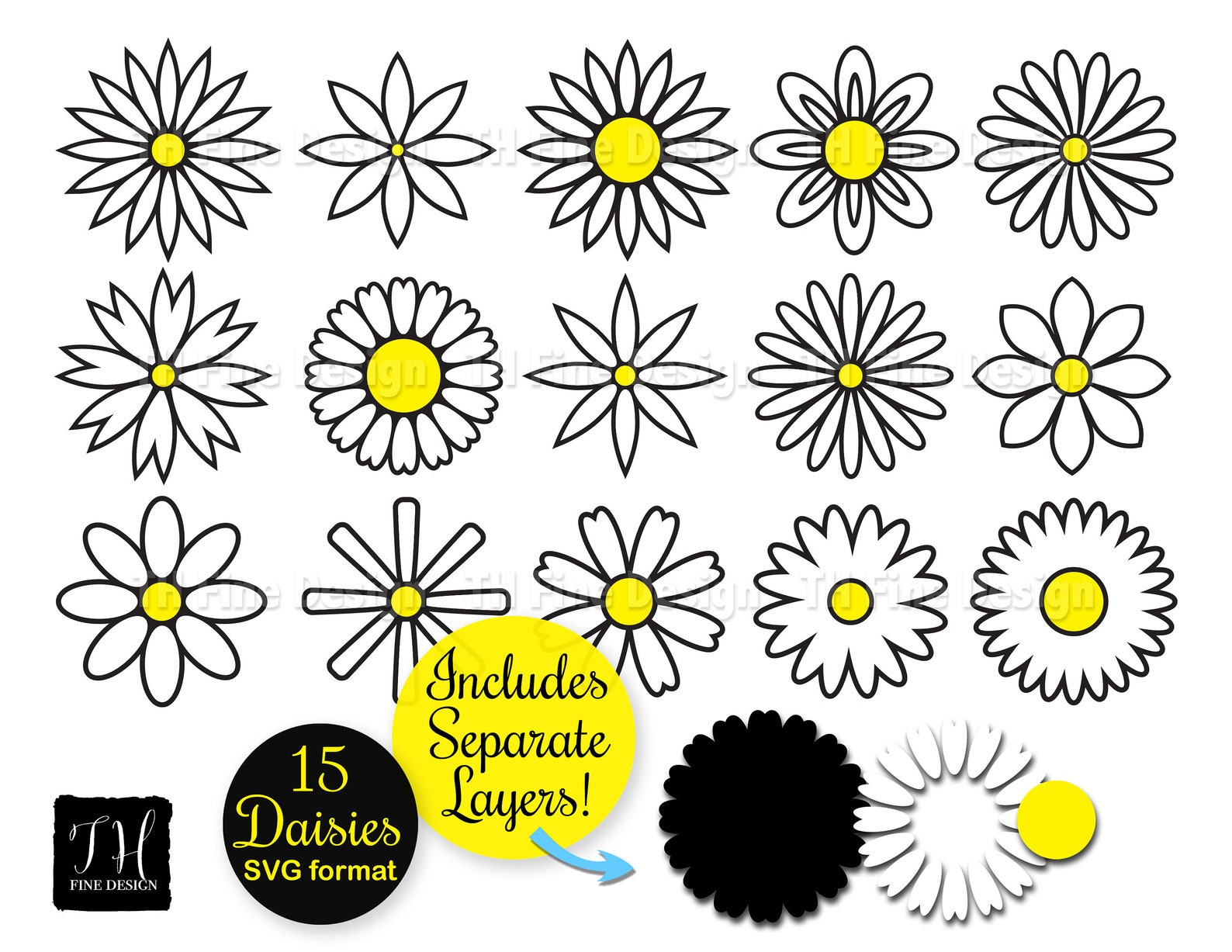 SVG Spring Flowers Daisy Daisies Floral Flower Layered Files - Etsy