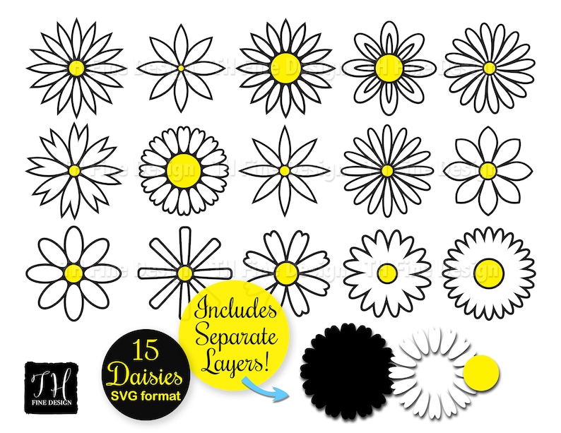 SVG Spring Flowers Daisy Daisies Floral Flower Layered Files - Etsy