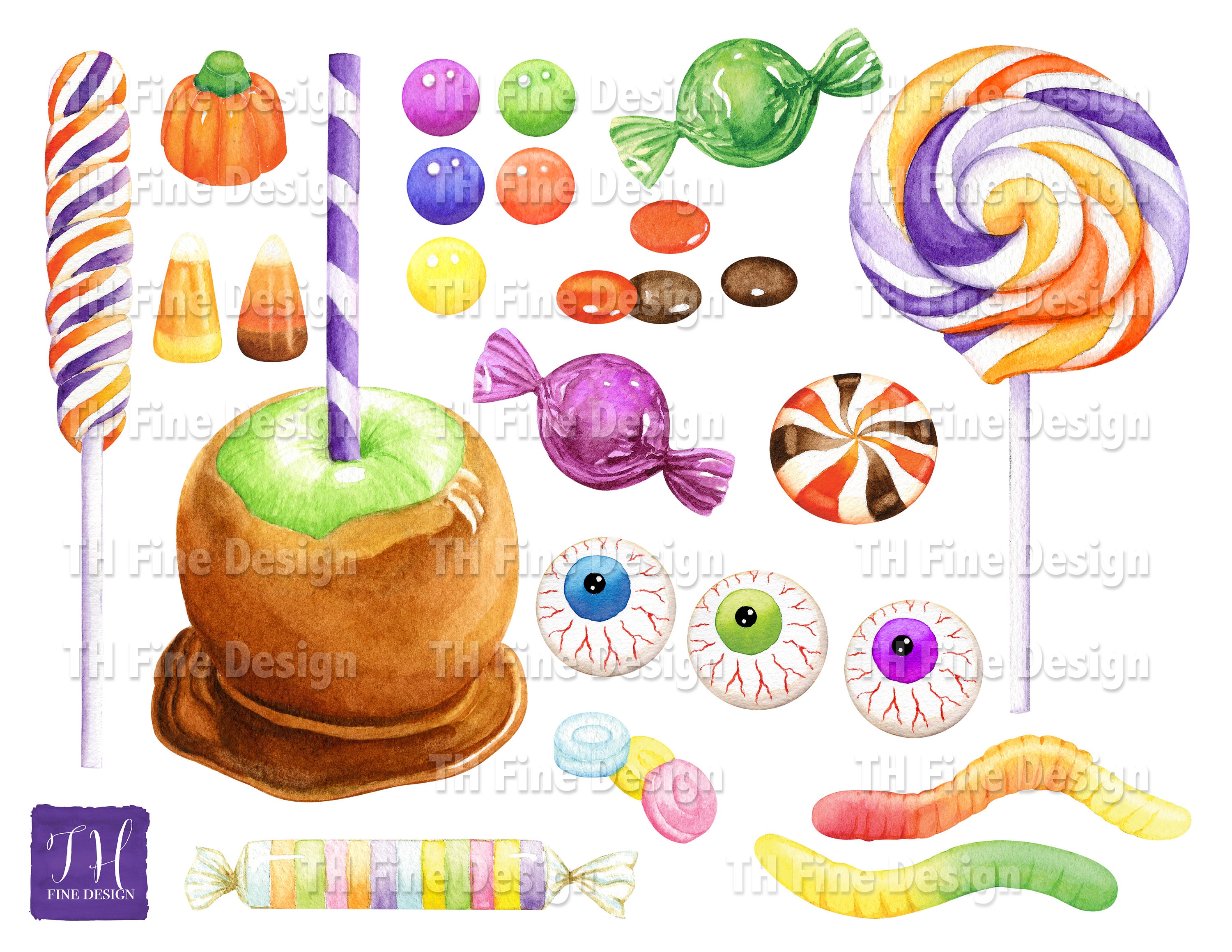 Halloween Treats Candy Clip Art Clipart Treat Sweets Candies - Etsy