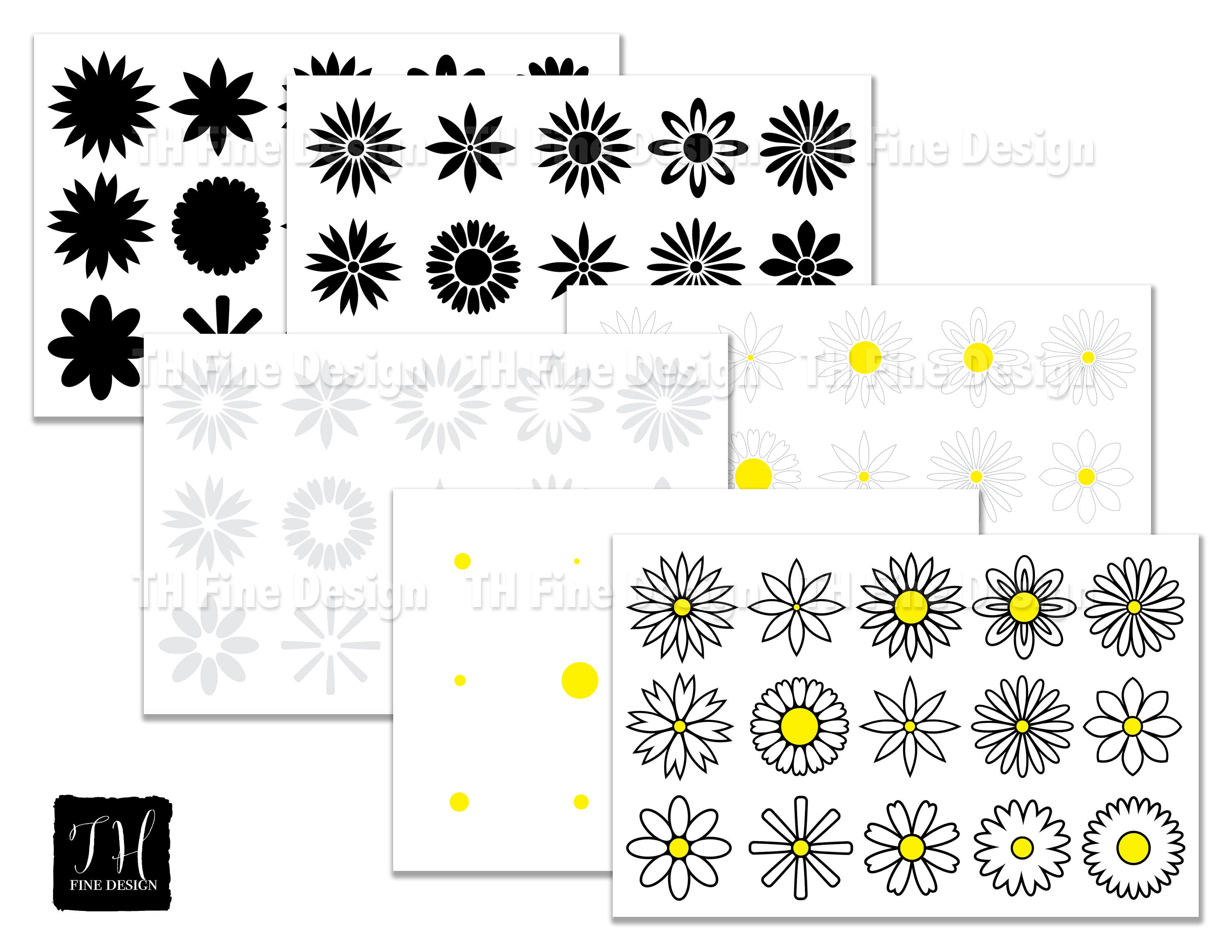 SVG Spring Flowers Daisy Daisies Floral Flower Layered Files Bundle ...