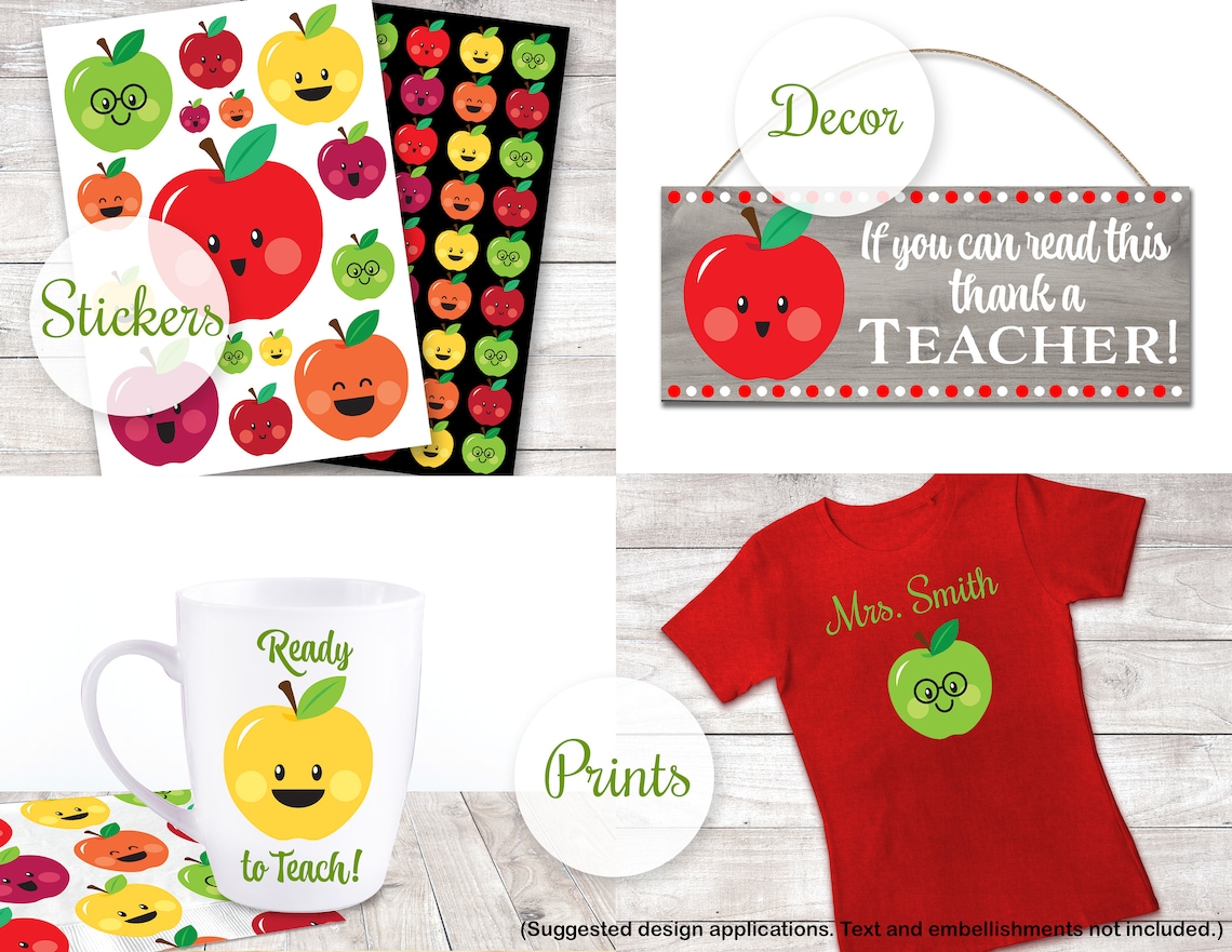 SVG Teacher Apples Apple Back to School Cricut Silhouette Cut - Etsy