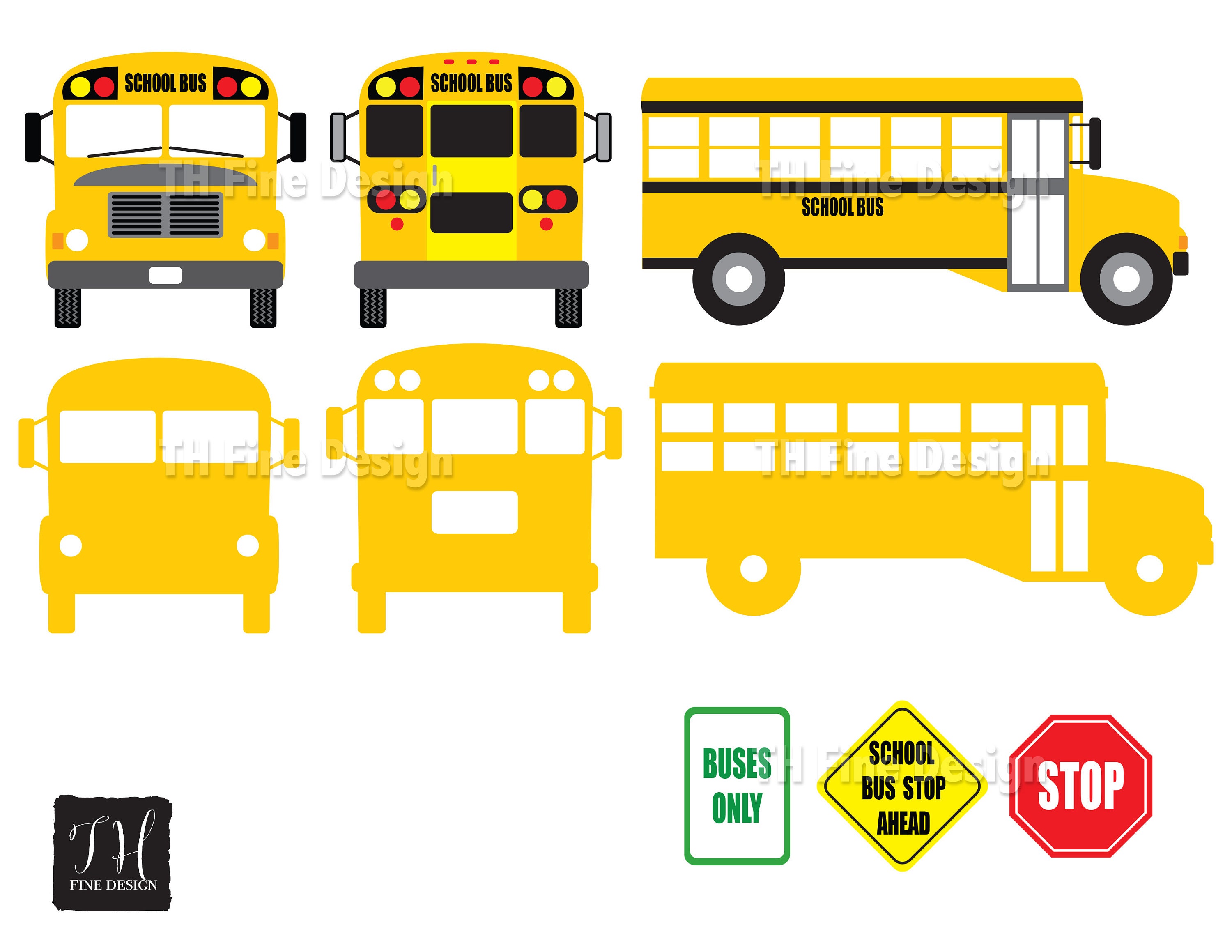 SVG School Buses Front Back Side View Bus Labels Bundle Cricut - Etsy ...