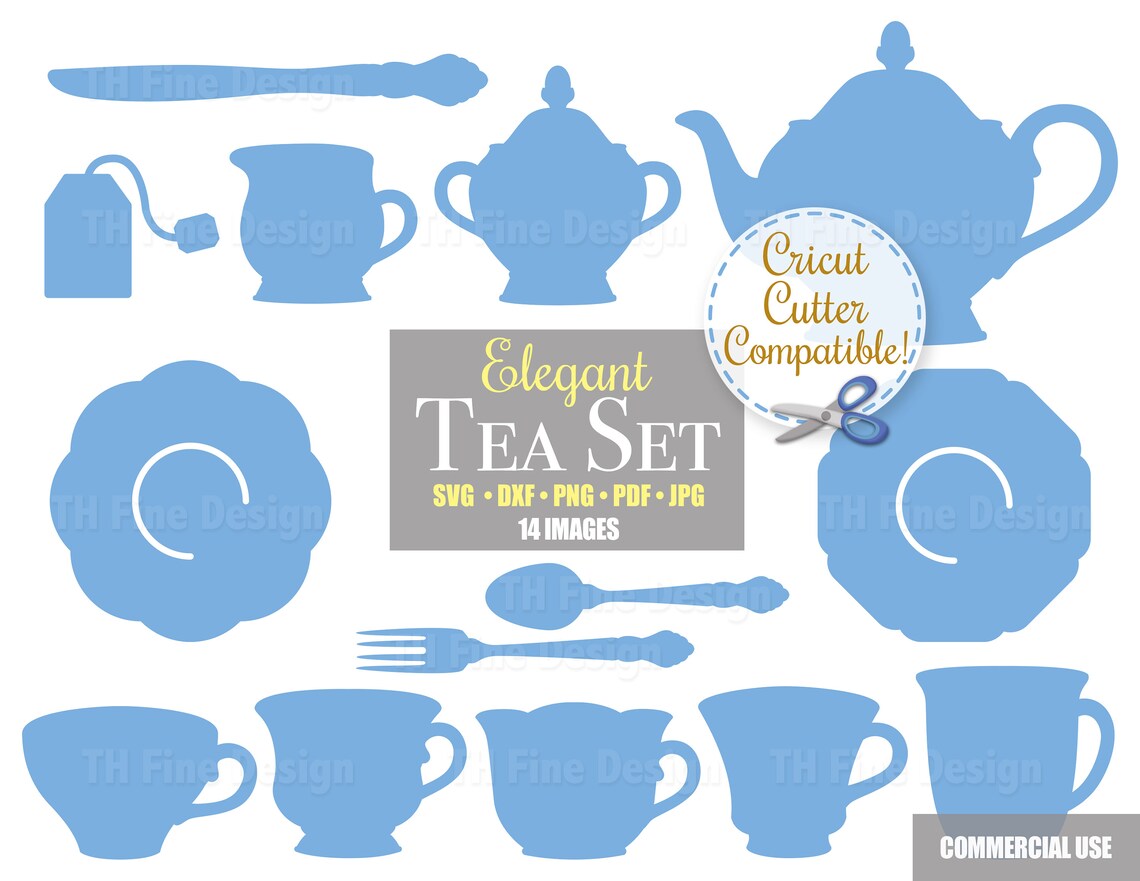 SVG Tea Pot Cups Set Clip Art Download Cut Cutting Files - Etsy