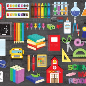 SVG School Supplies Clip Art Download Bundle Teacher Room Decor ...