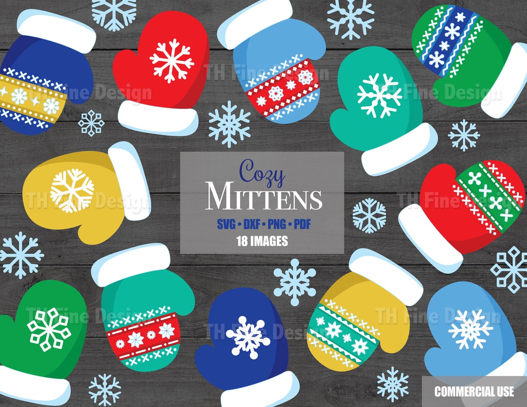 SVG Holiday Christmas Mittens Cute Fun Snowflakes Winter Gift Tags ...