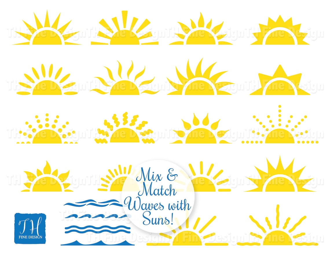 SVG Sun Sunset Sunrise Sunshine Horizon Waves Summer Cricut Cut Files ...