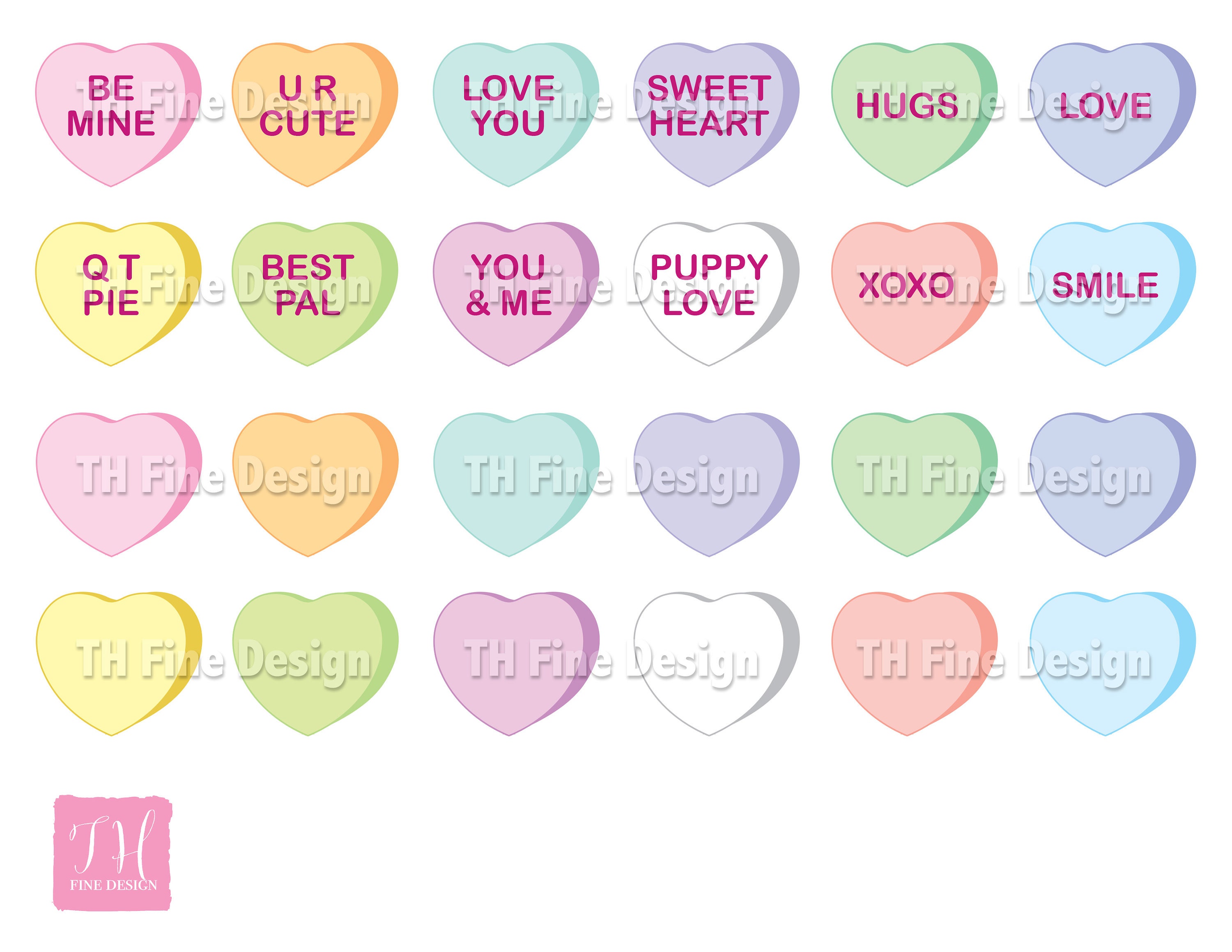 SVG Conversation Valentines Heart Candy Valentine Clip Art - Etsy