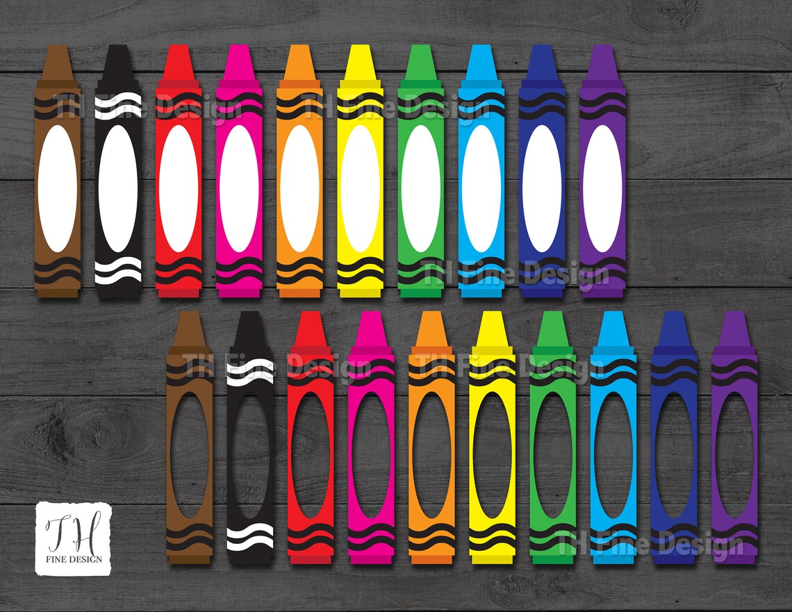 School Crayons Crayon Name Labels Monogram Monograms Bundle | Etsy