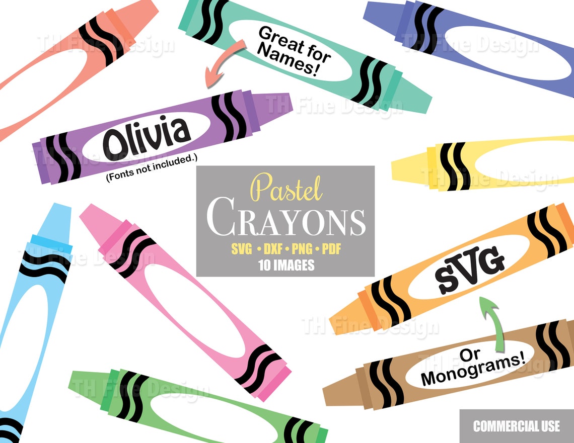 School Crayons Crayon Name Labels Monogram Monograms Bundle | Etsy