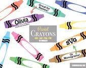 SVG School Crayons Crayon Clipart Name Labels Monogram Room - Etsy