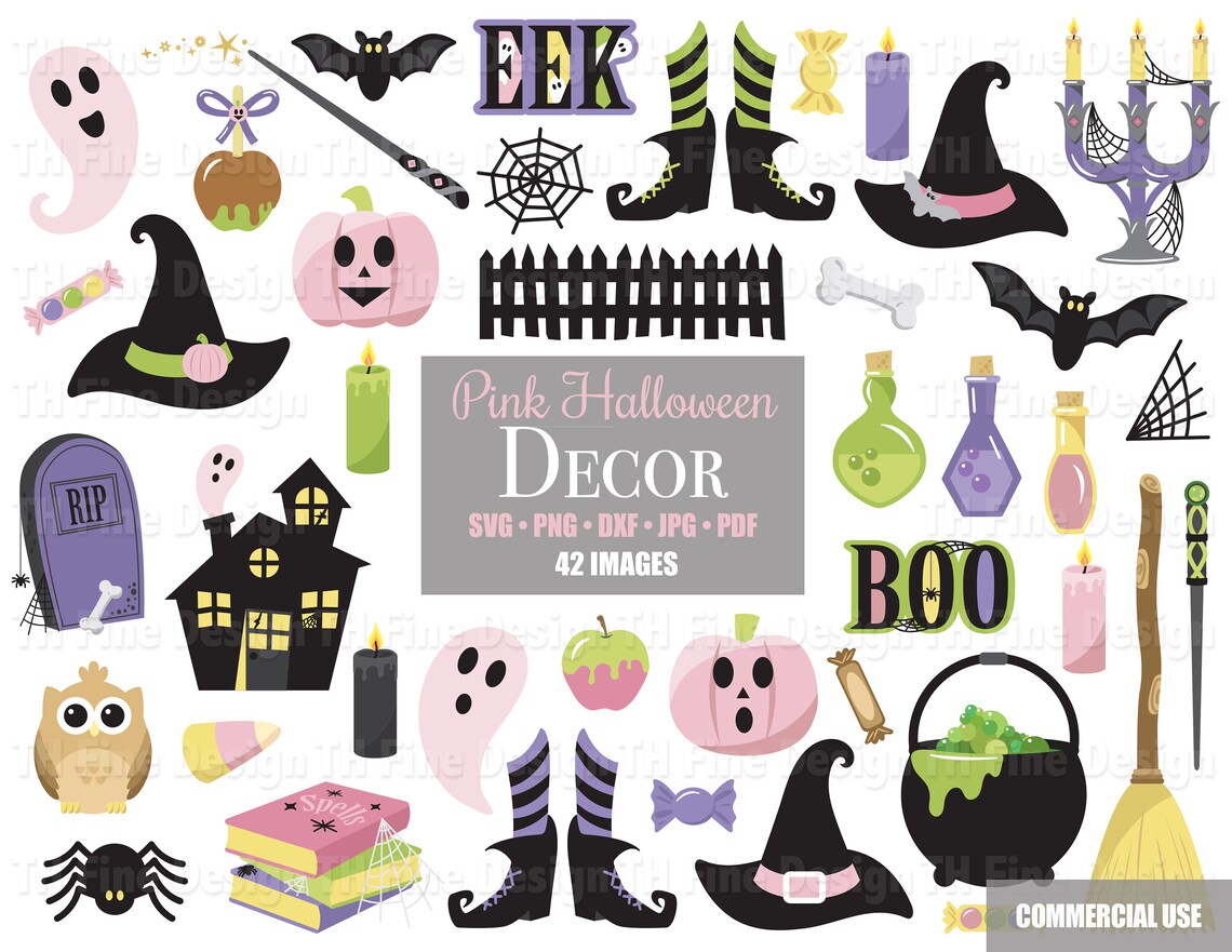 SVG Pink Halloween Clip Art Clipart Images Download Cute - Etsy