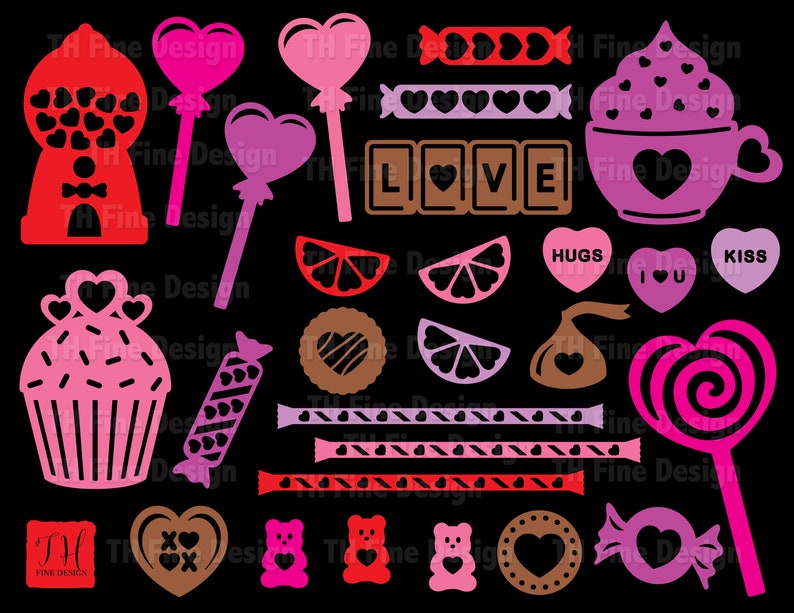 Valentine Candy Clip Art Sweets Bundle Files Printable Image Instant ...