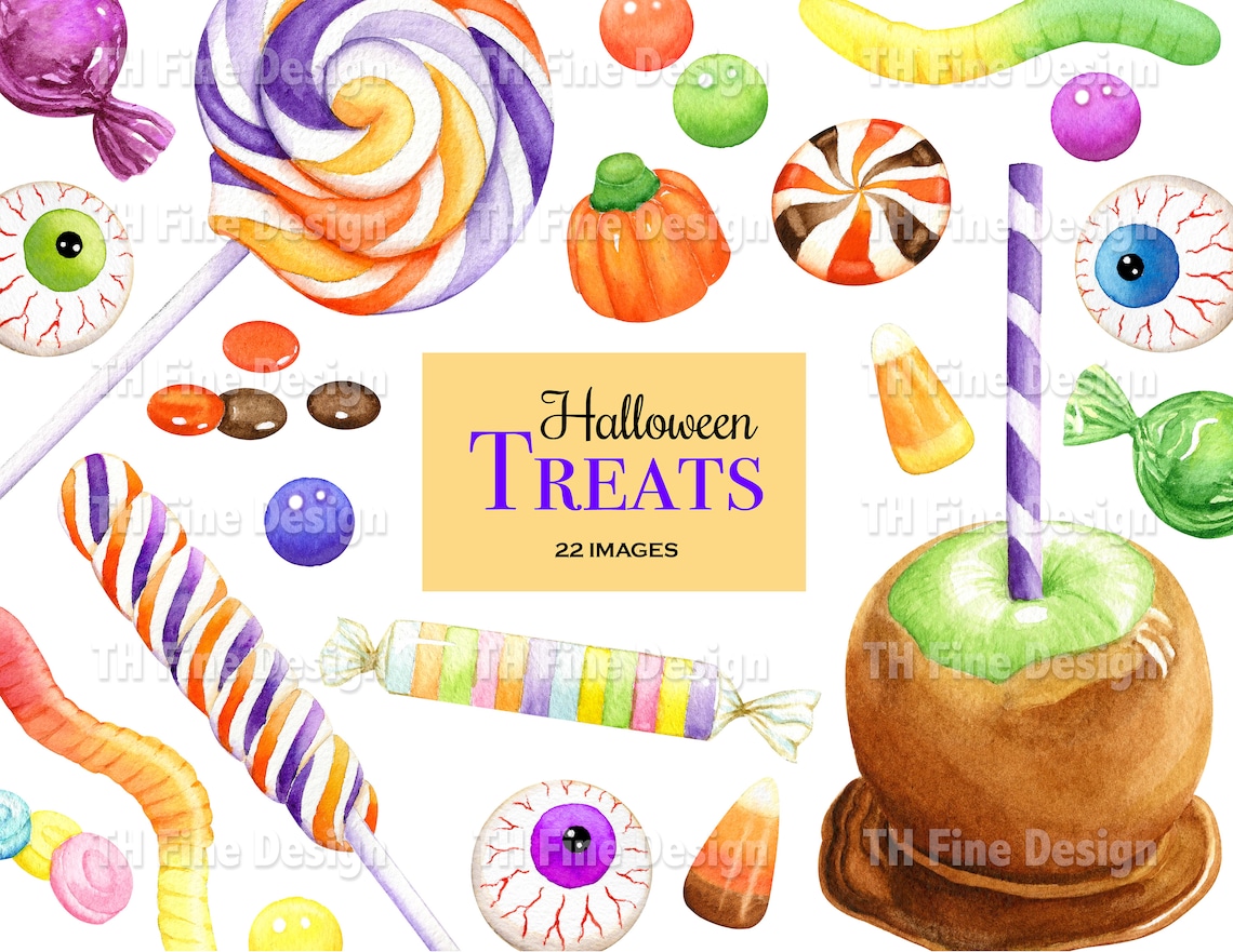 Halloween Treats Candy Clip Art Clipart Treat Sweets Candies - Etsy