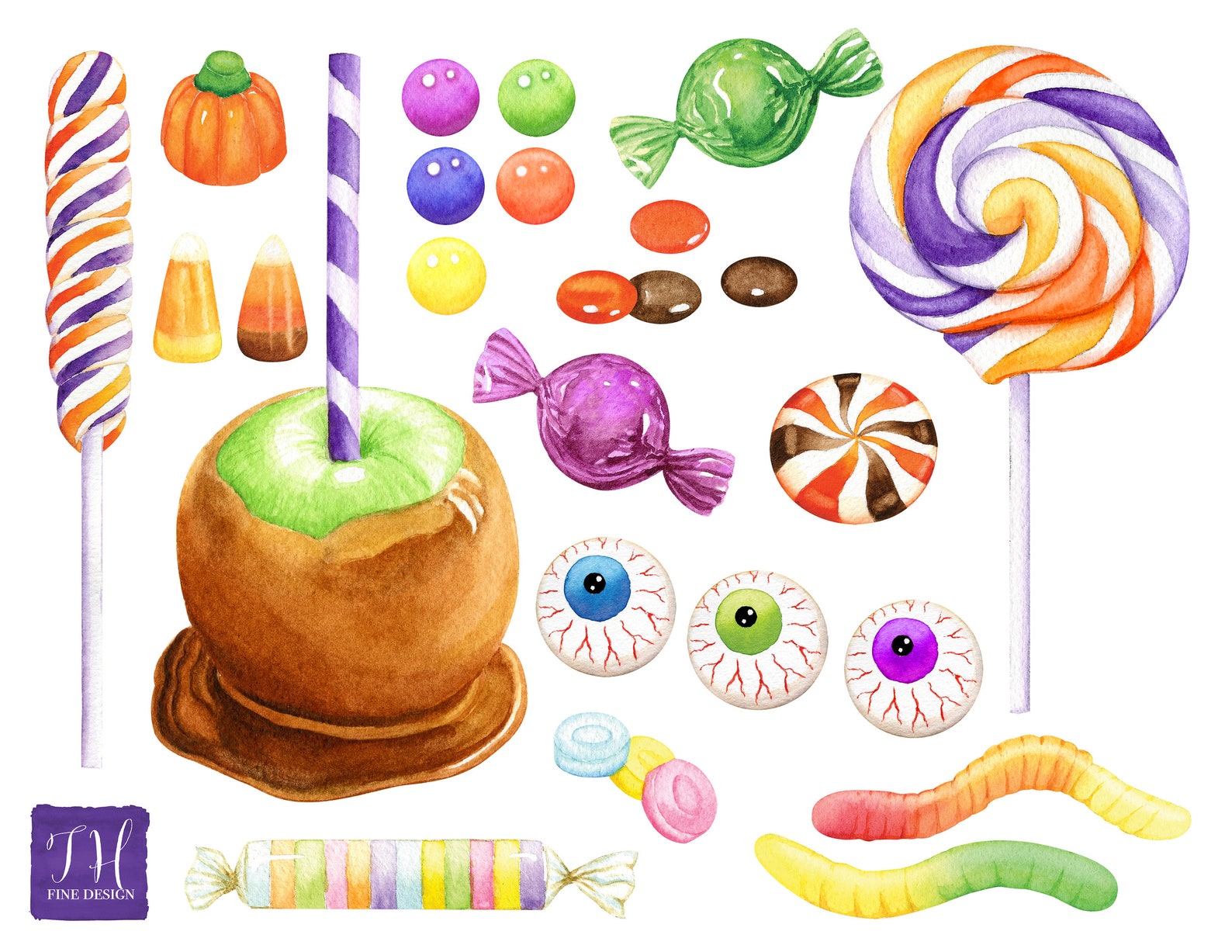 Halloween Treats Candy Clip Art Clipart Treat Sweets Candies | Etsy