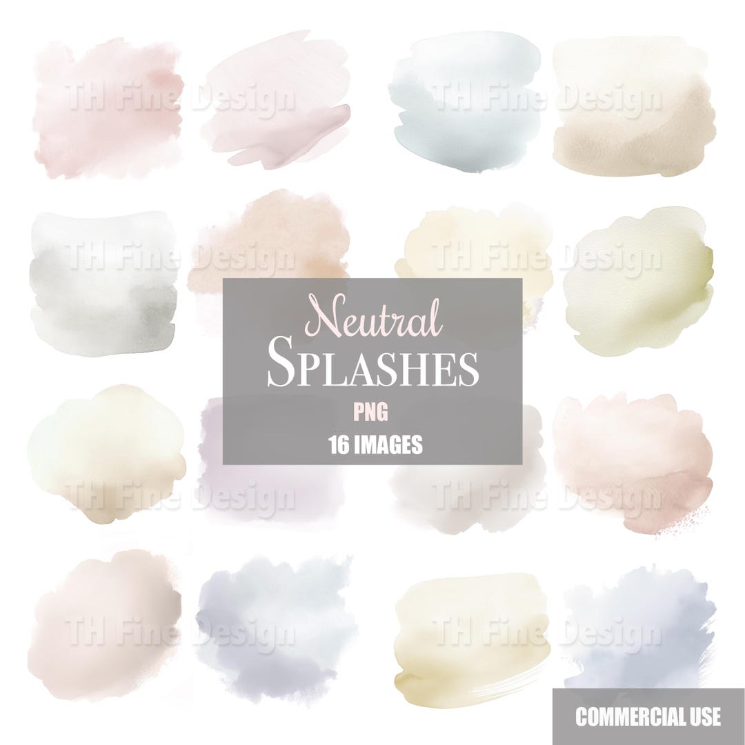 Watercolor Neutral Splashes Clipart: Pastel Painterly Splotches Swatch ...