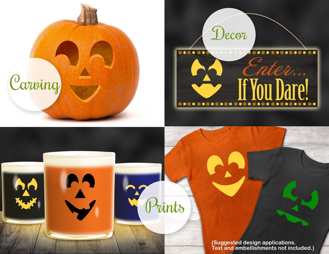 SVG Pumpkin Faces Jack-o-lanterns Halloween Clip Art Download - Etsy