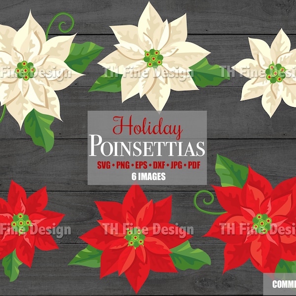 Poinsettia Clip Art - Etsy