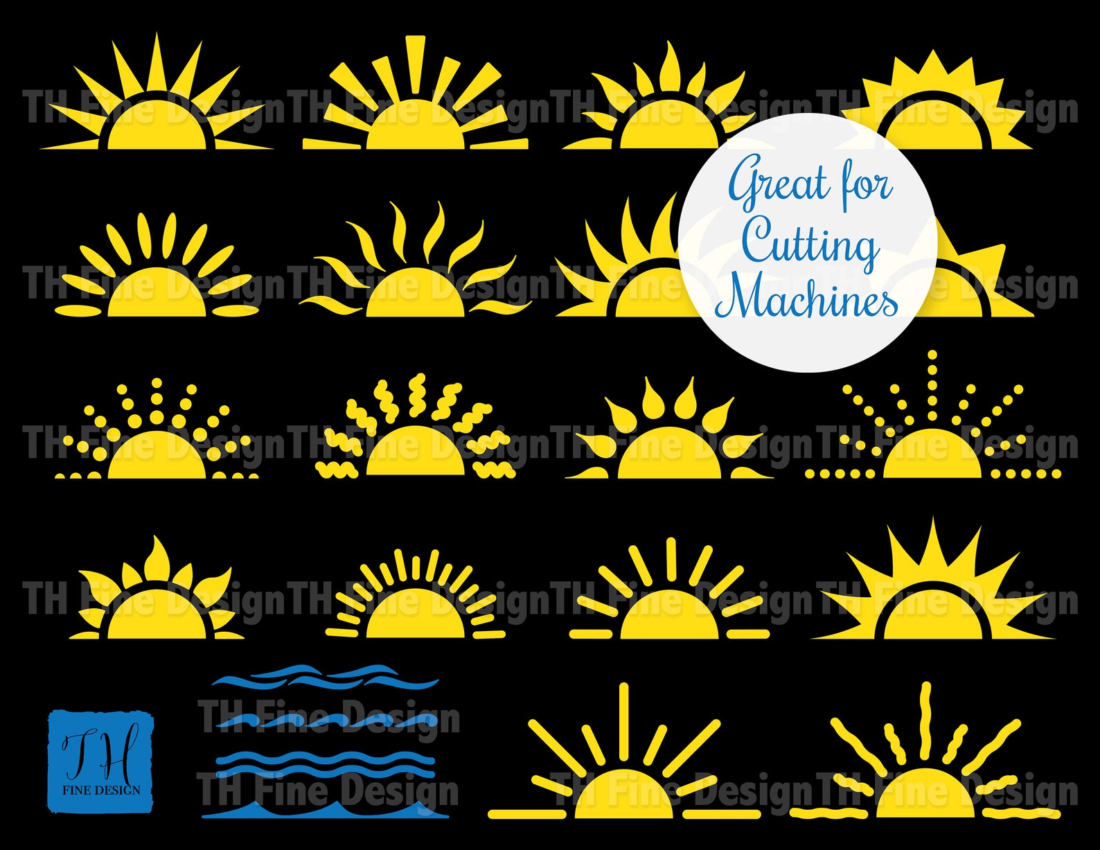 SVG Sun Sunset Sunrise Sunshine Horizon Waves Summer Cricut Cut Files ...