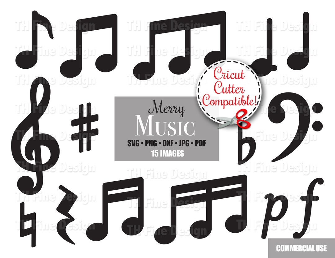 Music Notes Clip Art: Treble, Bass Clef, Piano (digital Download) - Etsy