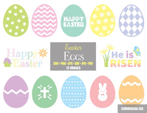 Easter Eggs Cute Fun Clip Art Bunny Chick Egg Clipart Bunnies | Etsy