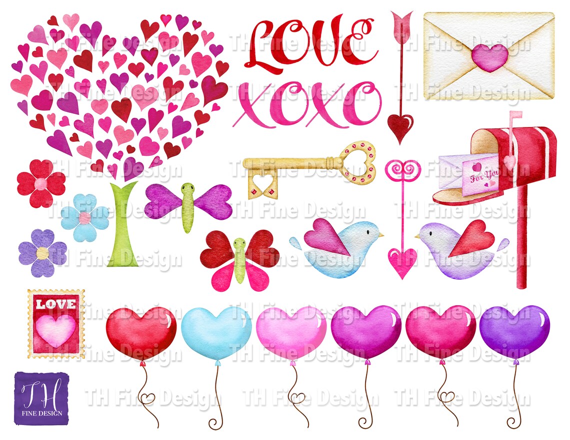 Valentine Clip Art Valentine's Clipart Valentines Heart - Etsy