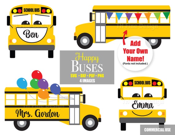 SVG School Buses Bus Cute Fun Name Labels Bundle Cricut - Etsy