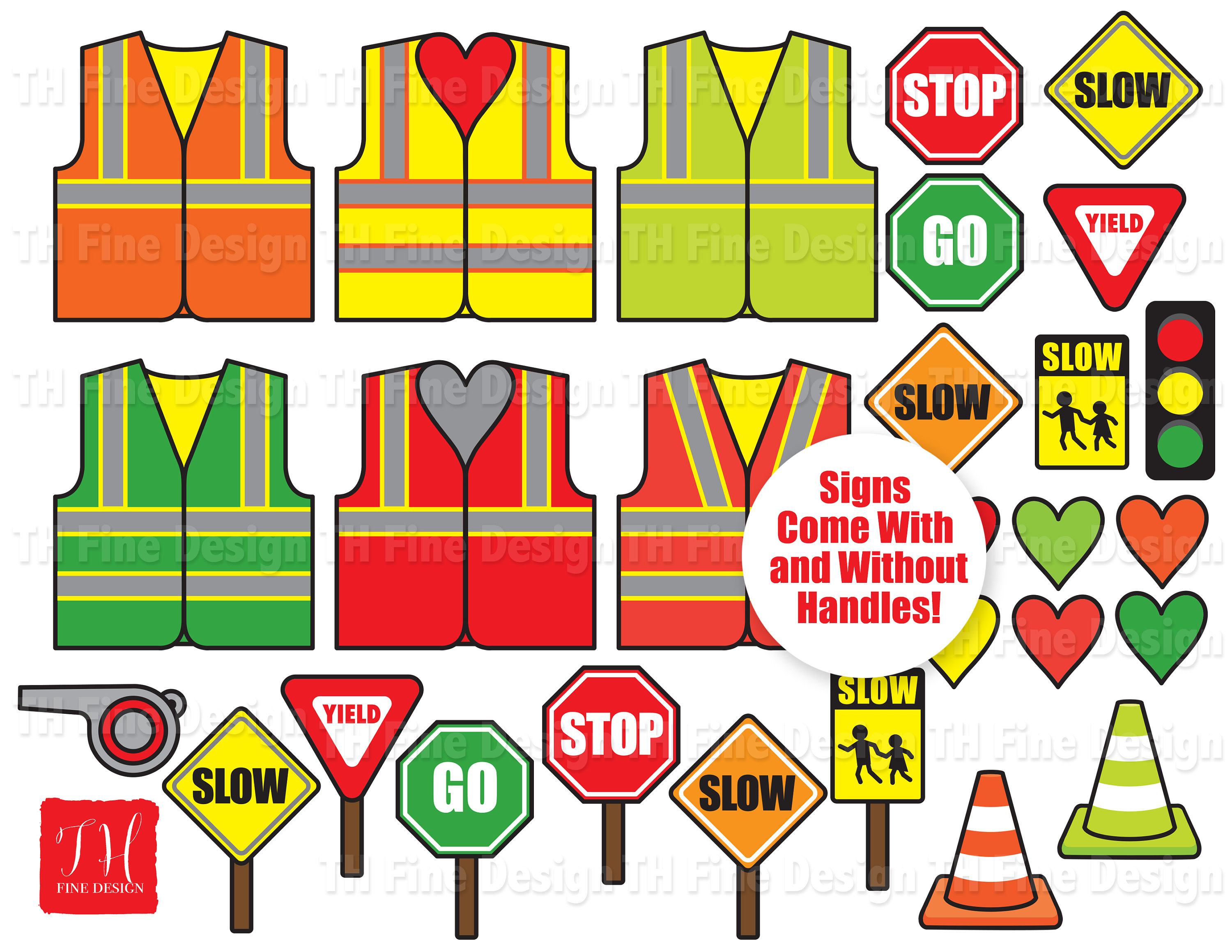 Road Safety Clipart: Crossing Guard, Traffic Signs (SVG, PNG, PDF) - Etsy