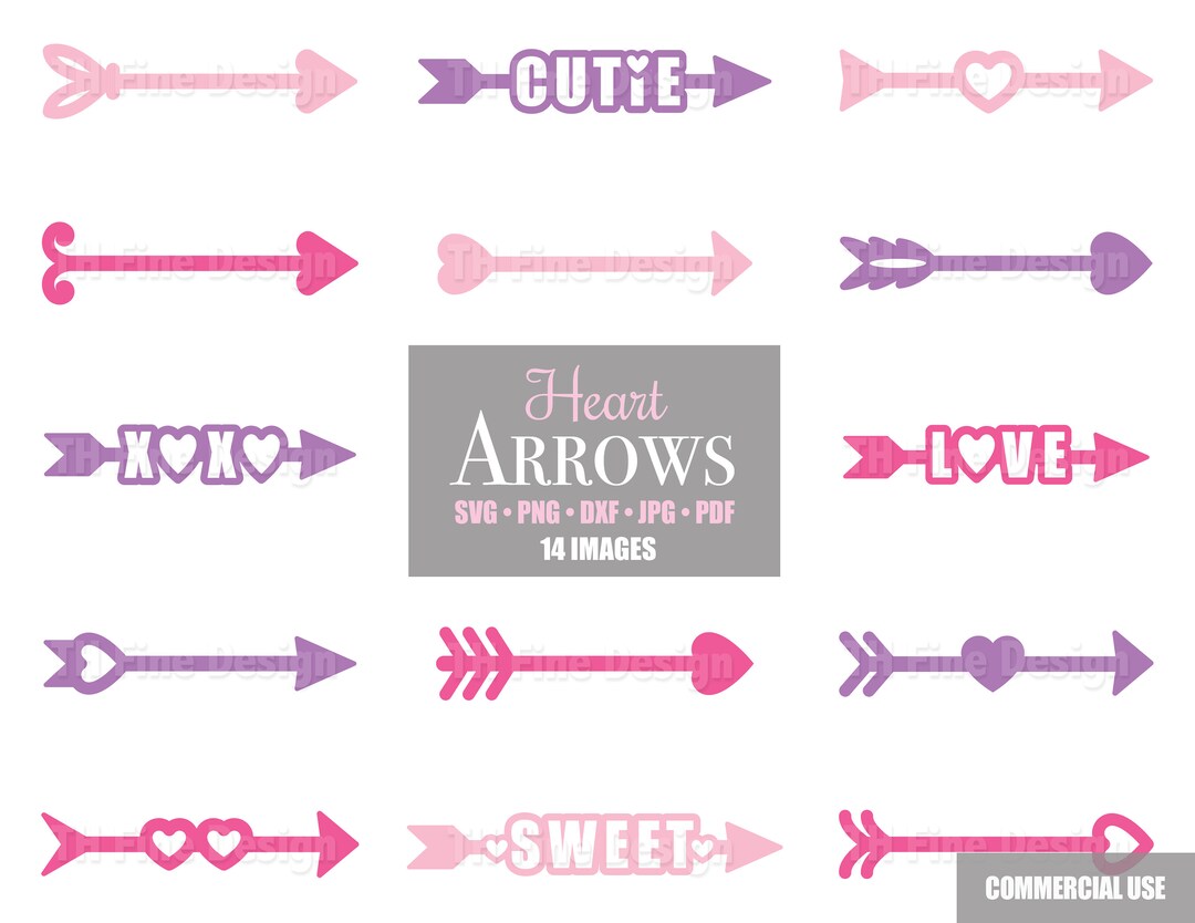 SVG Valentines Arrows Valentine Heart Arrow Valentine's Clip Art ...