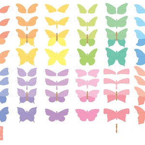 SVG Pastel Butterfly Clip Art Bundle Spring Layered Files Printable ...