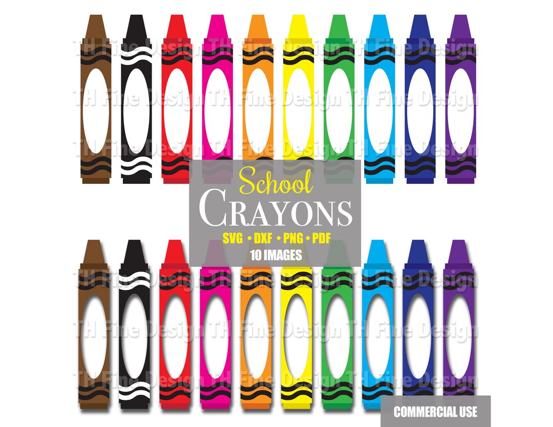 SVG School Crayons Clipart Name Labels Monogram Room Decor Bundle ...
