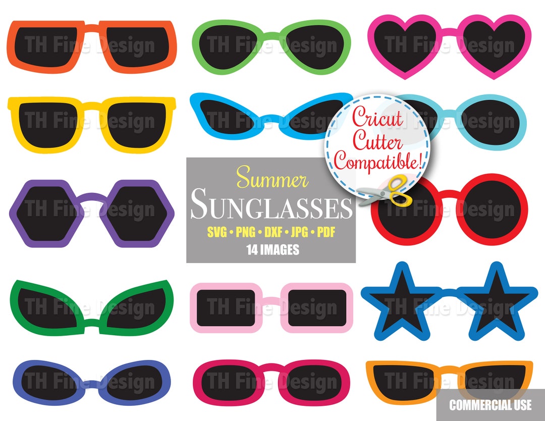 Sunglasses Clip Art Summer Shades SVG Cricut Cut Files Downloadable ...