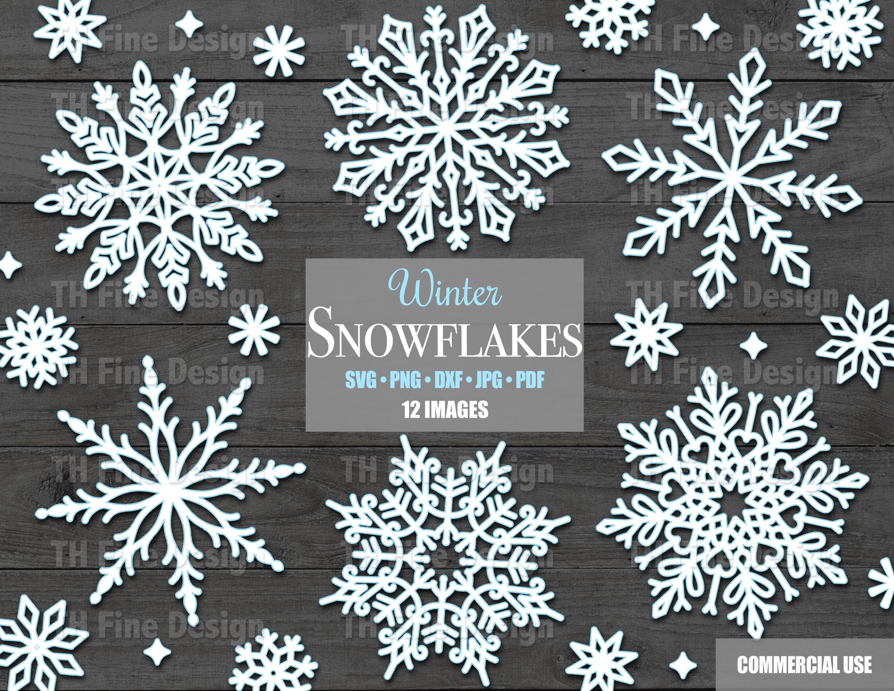 SVG Elegant Winter Snowflakes Clip Art Outlined Cricut Cutting Machine ...