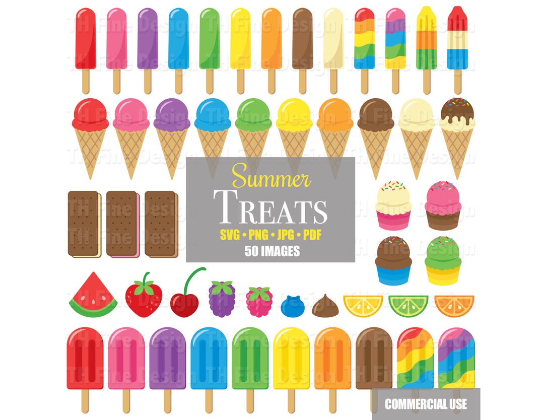 Summer Popsicles Ice Cream Treats Clip Art Download Fruit Sandwich Bar ...