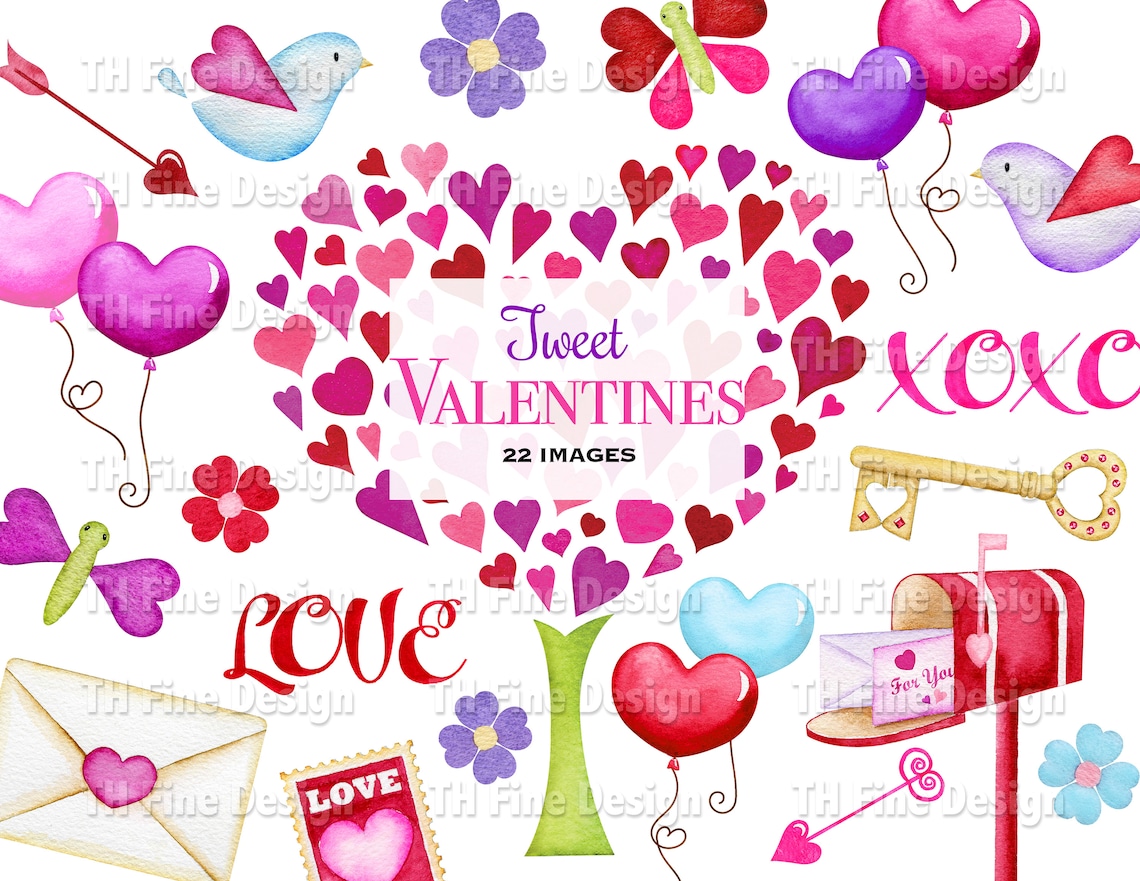Valentine Clip Art Valentine's Clipart Valentines Heart - Etsy