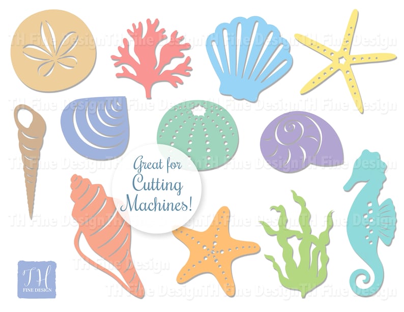 SVG Sea Shells Ocean Seahorse Starfish Sand Dollar Seaweed Clip Art ...