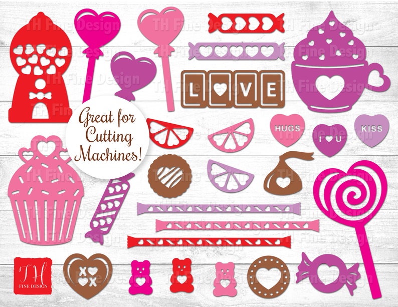 Valentine Candy Clip Art Sweets Bundle Files Printable Image Instant ...